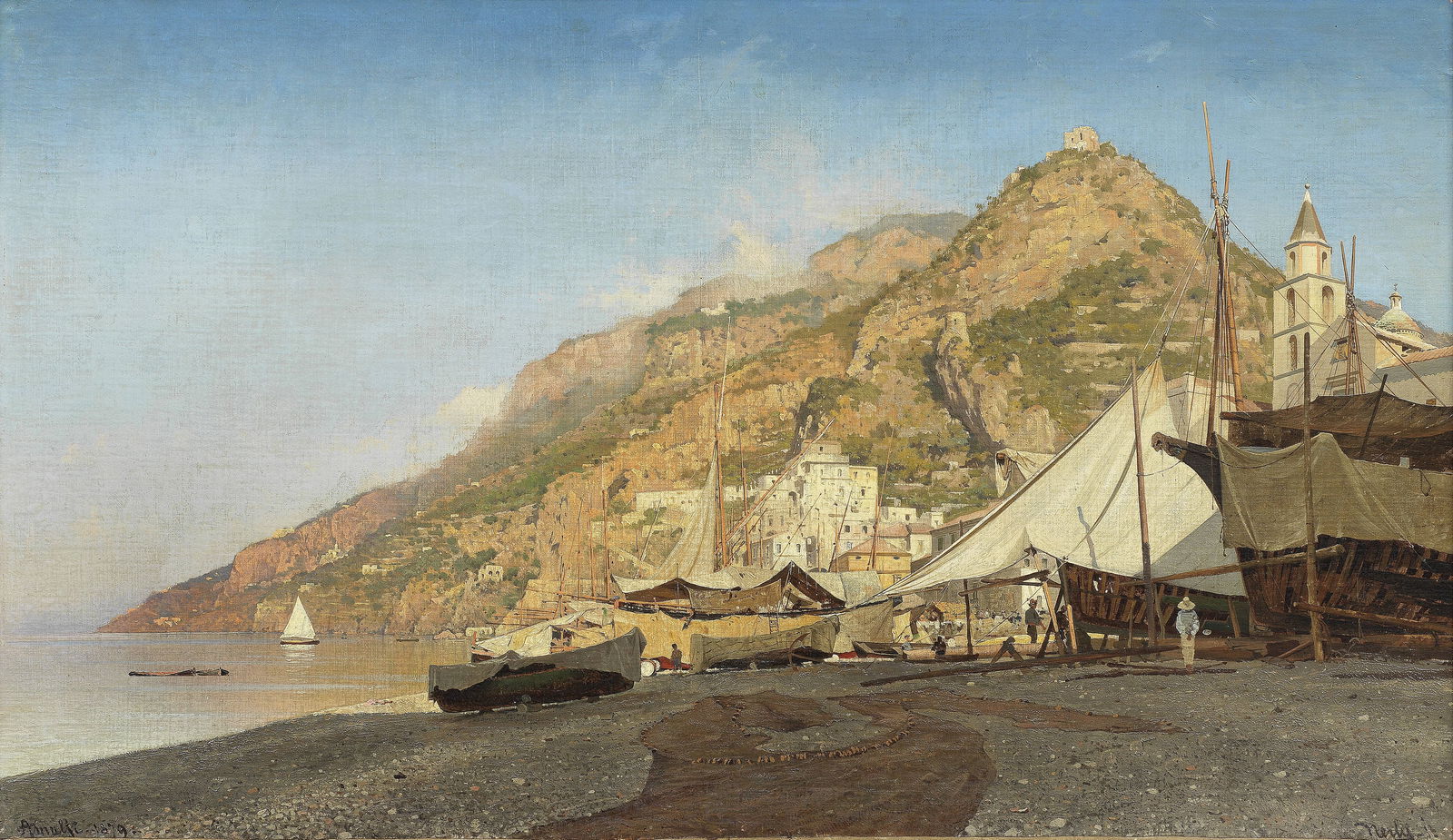 Friedrich Paul Nerly (italian, 1824-1919) Salerno, Amalfi Coast Auction