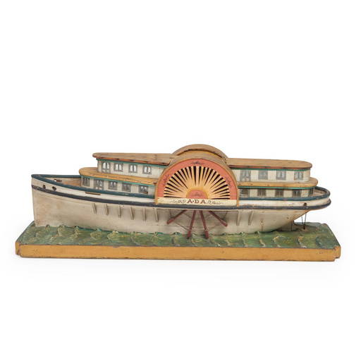 Carved And Painted Model Of The Paddlewheel Steamer Ada, America, Late ...