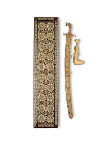 An Enamelled Gilt Silver Filigree Mounted Steel Sword (saif) And Gilt ...