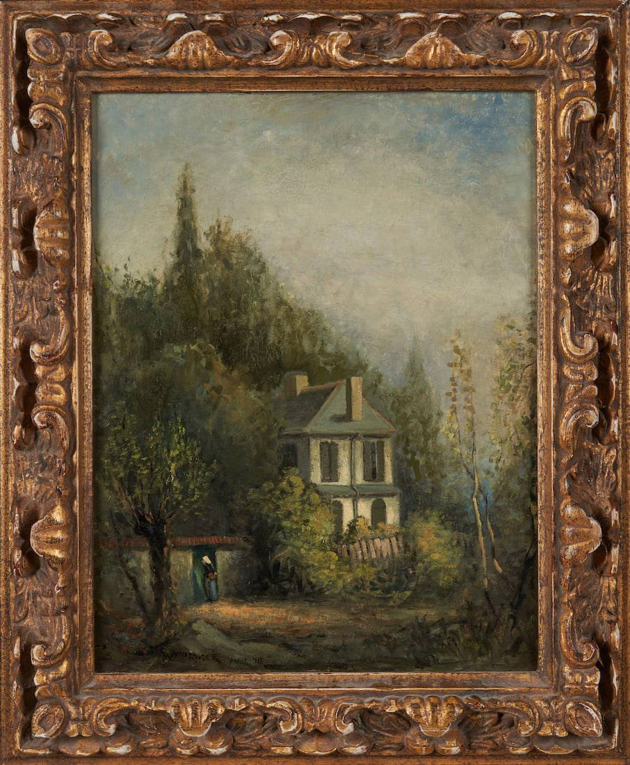 George William Whitaker (american, 1841-1916) Stone Wall And House Auction