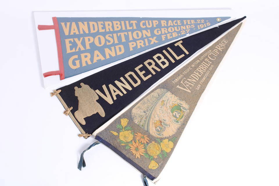 Three Early Vanderbilt Cup Felt Pennants, (3) Auction