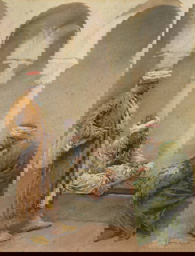 Gustavo Simoni (italian, 1846 1926) A Game Of Draughts