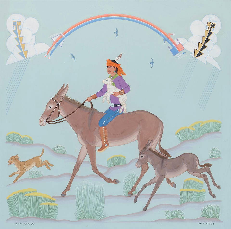 Harrison Begay (born 1917) Young Shepard Bringing Back A Lost Lamb ...