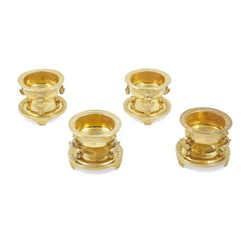 Four George Iii Silver Gilt Salt Cellars By Digby Scott & Benjamin ...