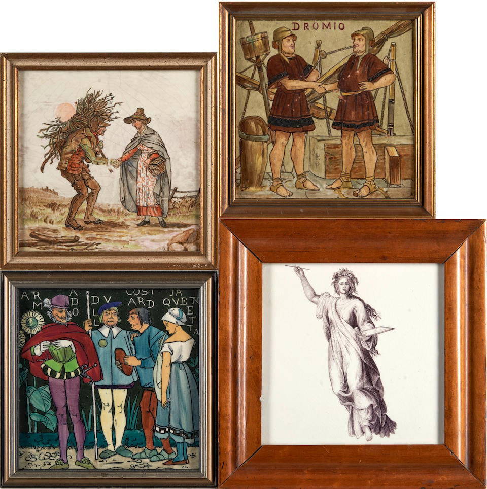 Four Figural Tiles, Two Copeland, Stoke-on-trent, Late 19th Century ...