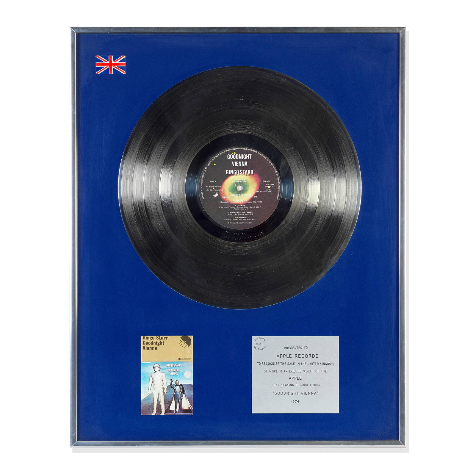 Ringo Starr: A Bpi 'silver' Disc Award For The Album Goodnight Vienna ...