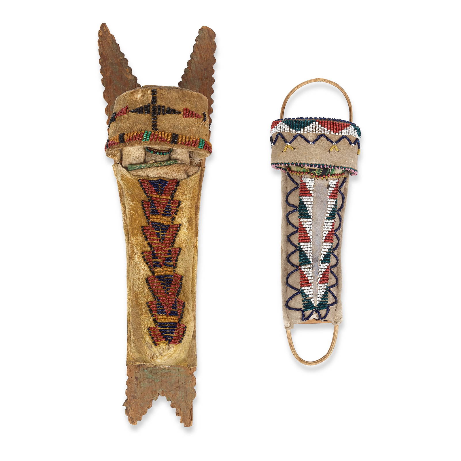 Two Apache Beaded Model Cradles Auction