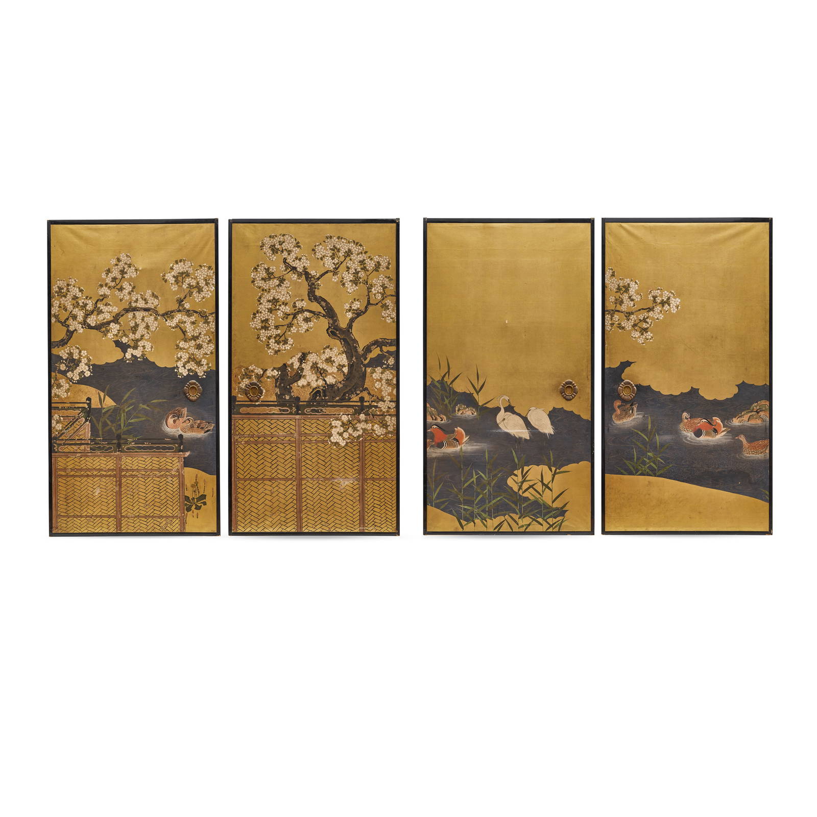 A Four-panel 'cherry Tree' Fusuma (sliding Doors) Edo Period (1615-1868 ...