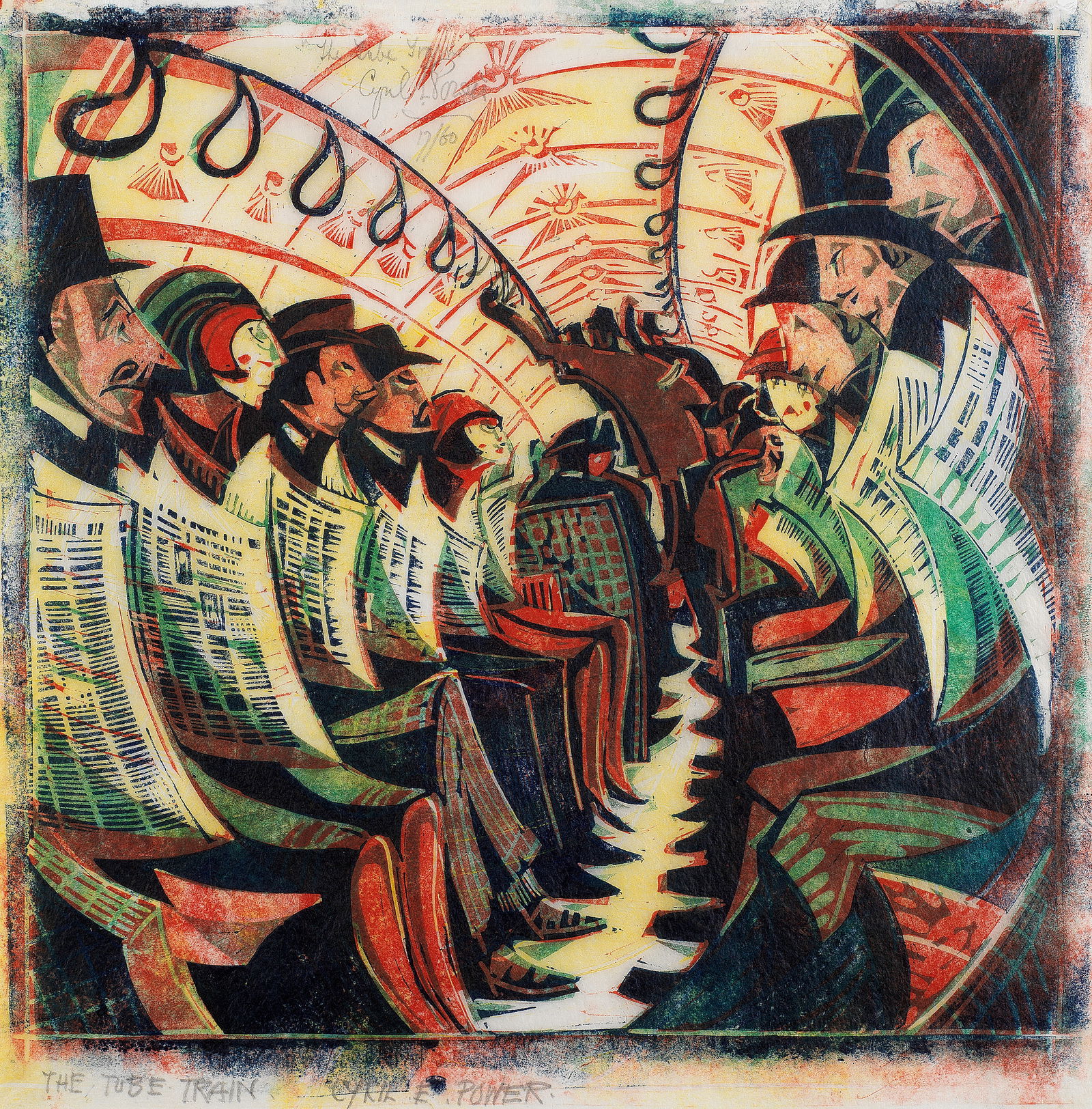 Cyril Edward Power (british, 1872 1951) The Tube Train Linocut Printed ...