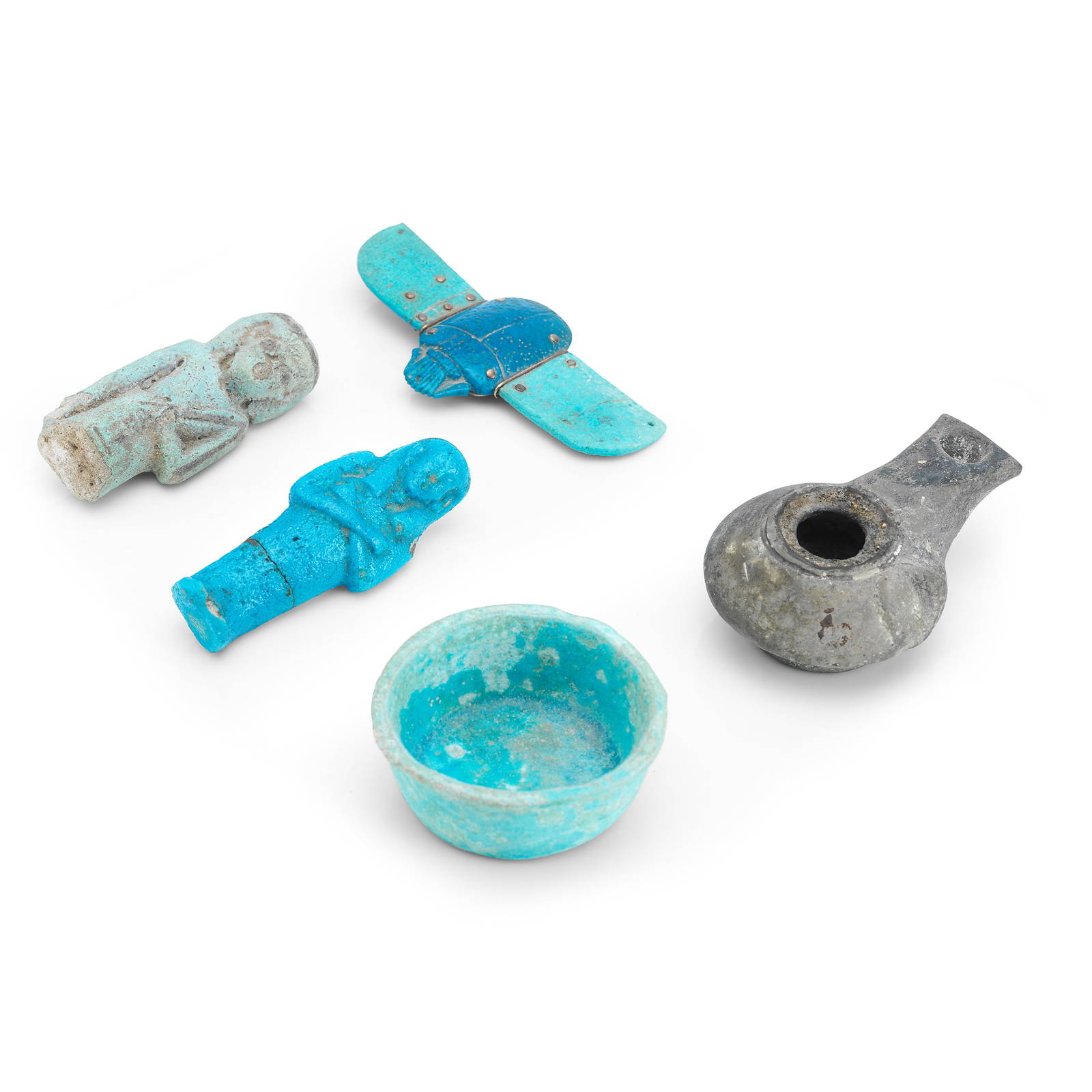 A Group Of Egyptian Blue Faience Objects Auction