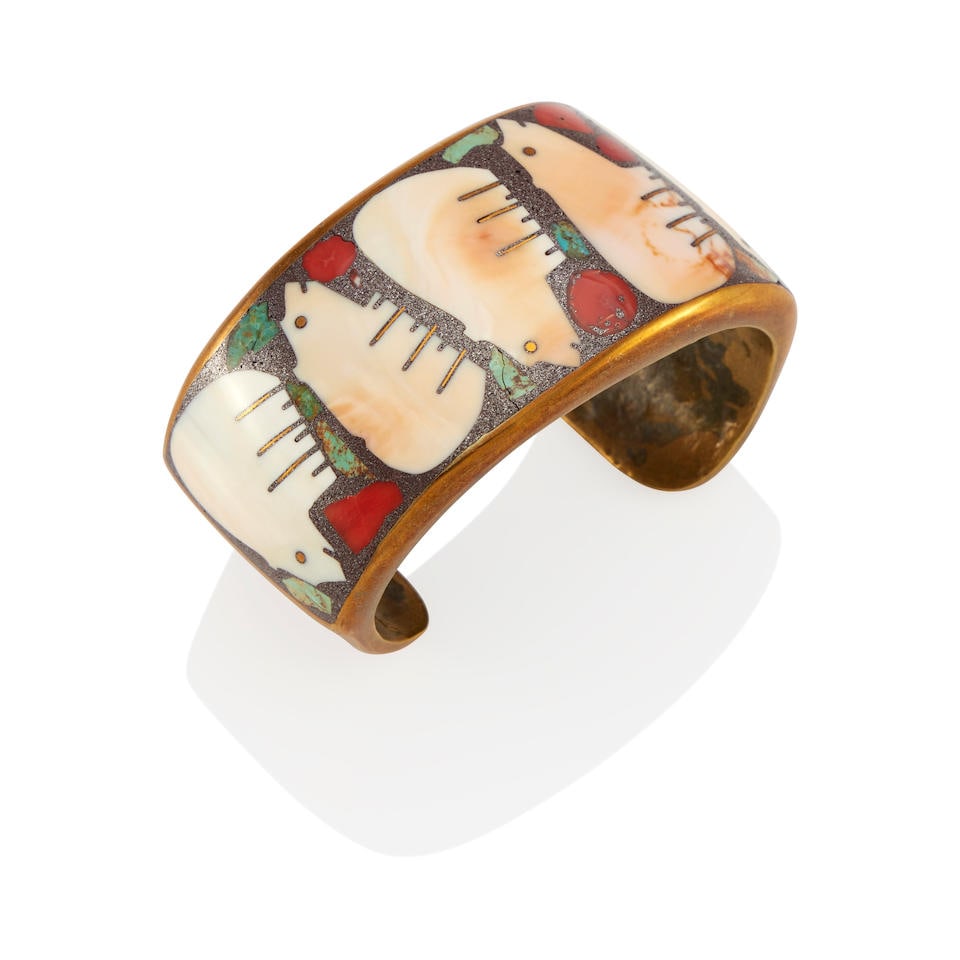 Turza Wells & Andrew Shows: A Brass And Hardstone Inlay Cuff Auction