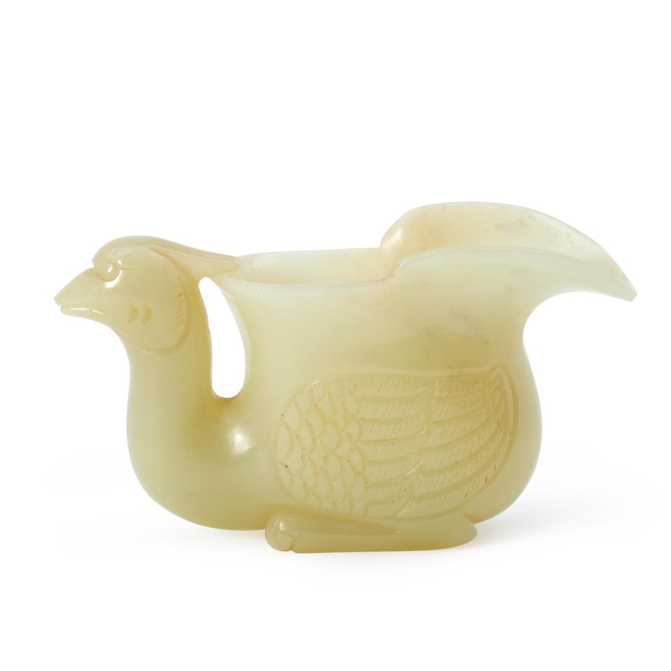A Nephrite Jade Archaistic Bird-form Cup Auction