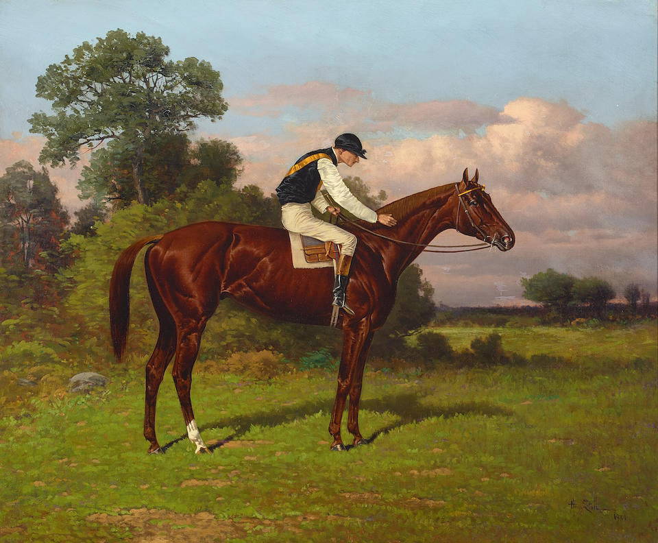 Henry Stull (american, 1851-1913) Racehorse And Jockey 25 X 30in (63.5 ...