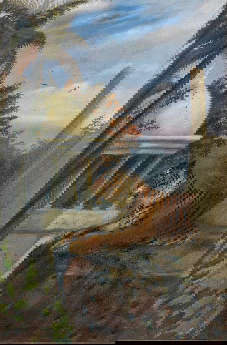 Robert Armitage Sterndale (british, 1839-1902) A Tiger Enjoying Its ...