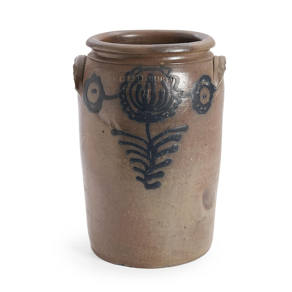 Cobalt Decorated Virginia Stoneware Jar, B.c. Milburn, Wilkes Street ...