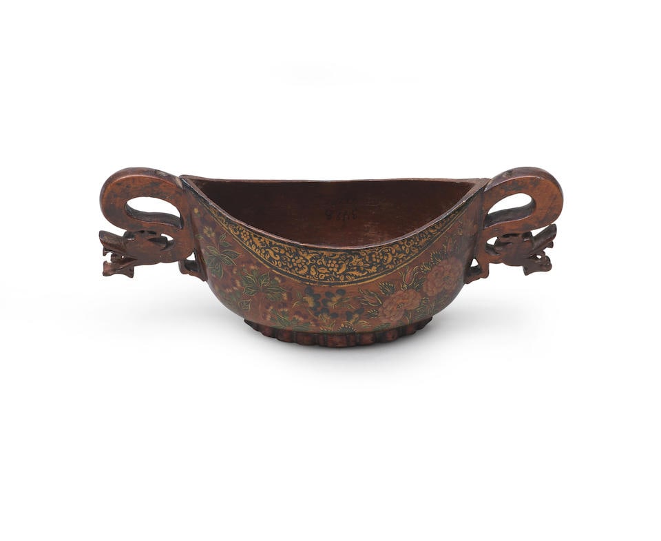 A Qajar Painted Wood Kashkul Persia, 19th Century Auction