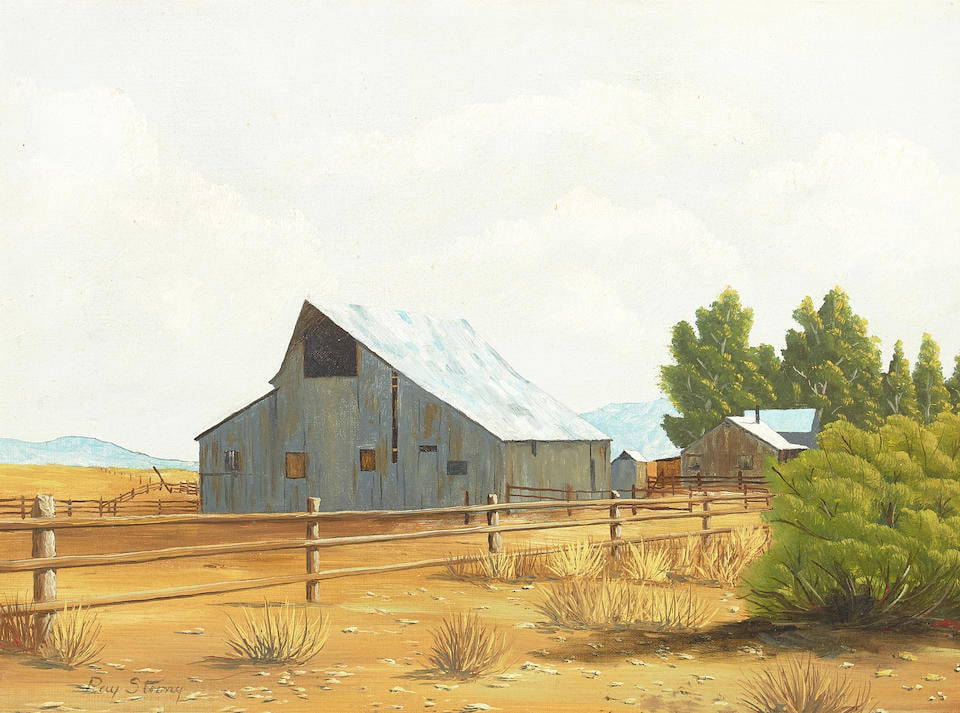 Ray Stanford Strong (1905-2006) San Joaquin Barn 18 X 24 In. Framed 23 ...