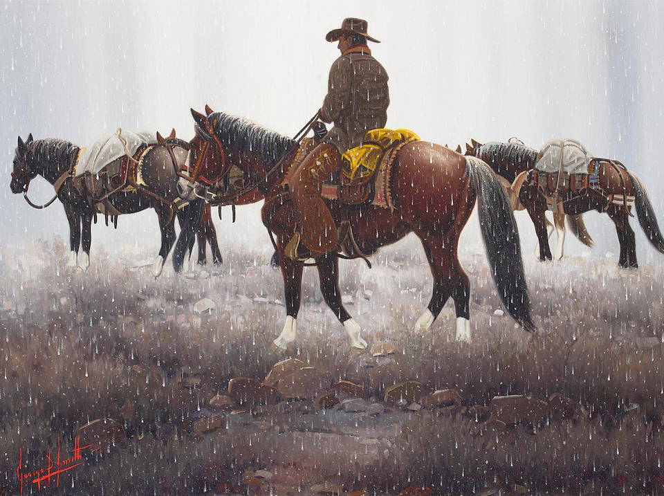 George Dee Smith (born 1944) Packin In The Rain 12 X 16 In. Framed 20 X ...