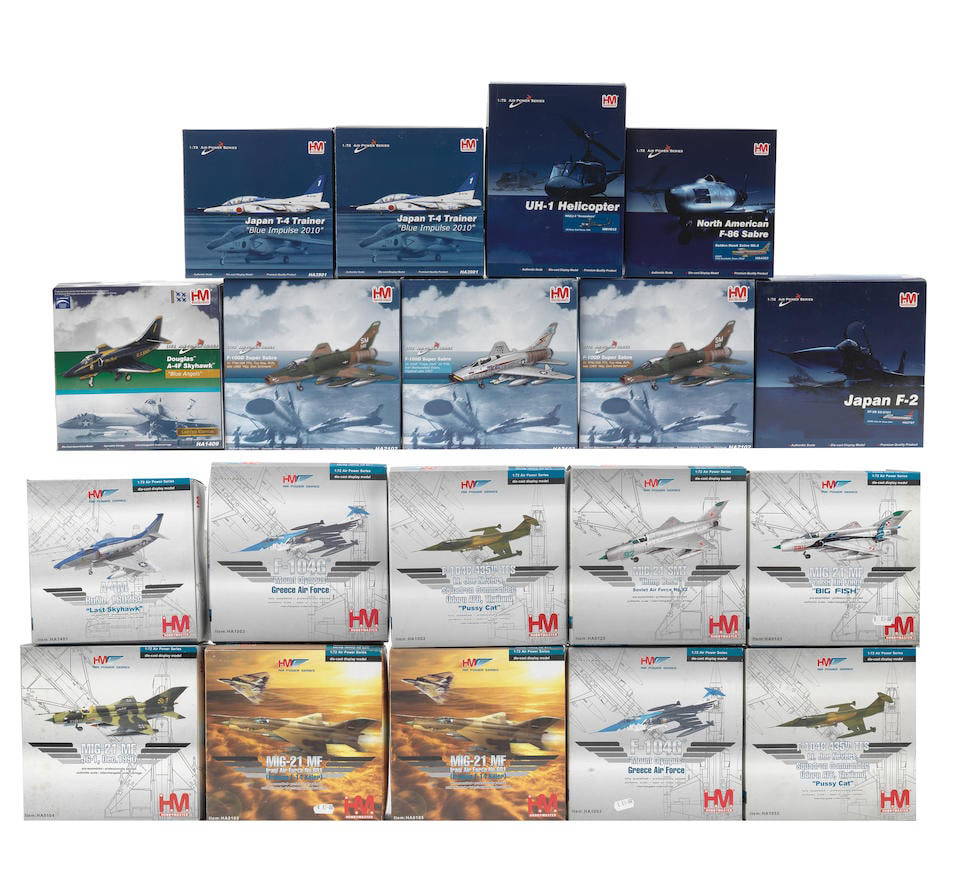 Eighteen Boxed 1:72 Scale Die-cast Jet Fighter Aircraft Models By Hobby ...
