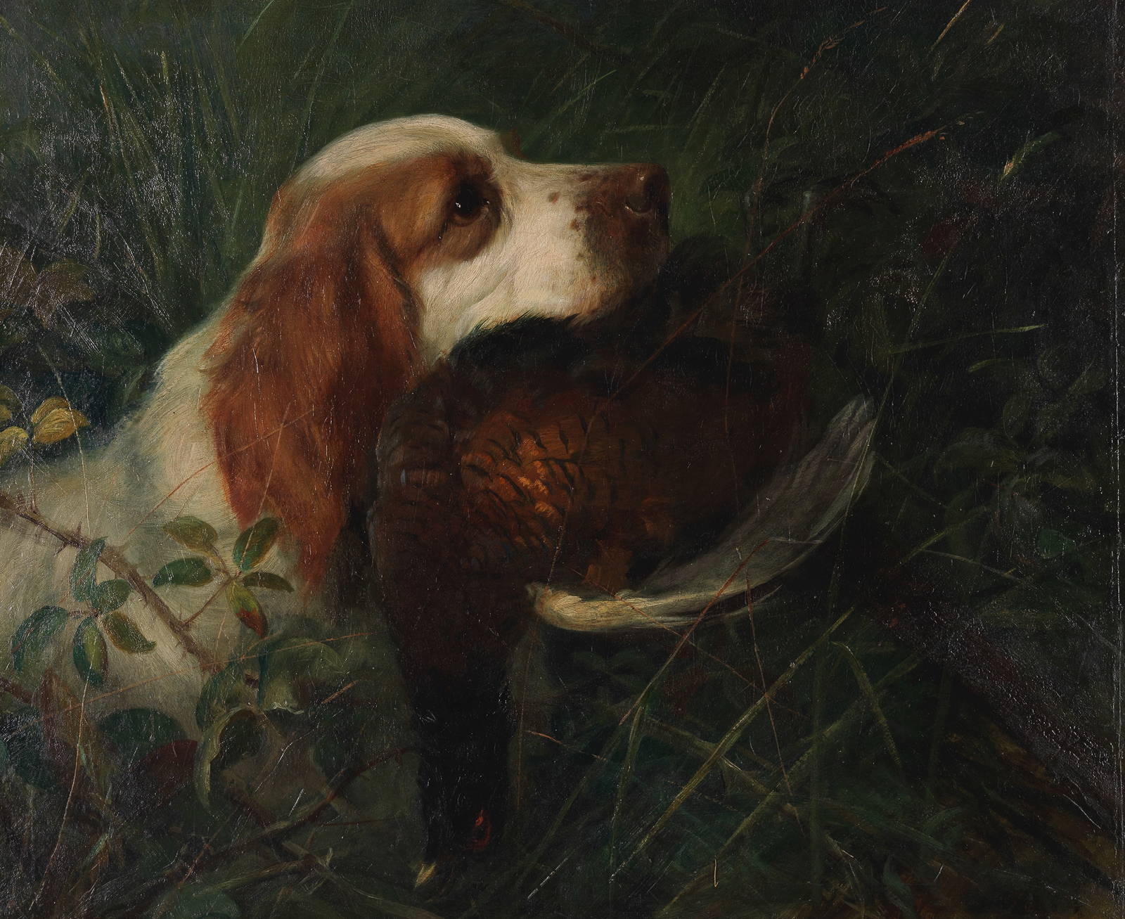 George Earl (british, 1824-1908) Spaniel Retrieving A Pheasant Auction