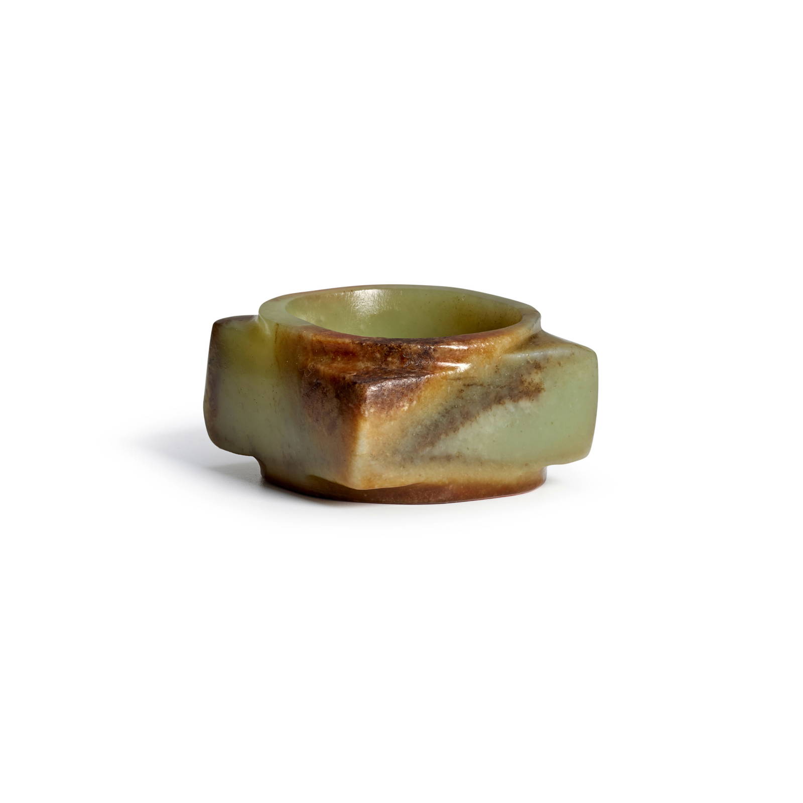 A Small Celadon And Russet Jade Cong Shang Dynasty Auction
