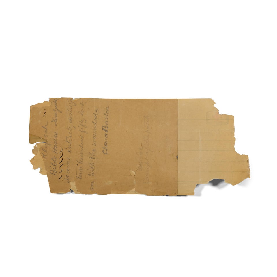 Clara Barton Witnesses The Sinking Of The Maine. Autograph Note Signed ...