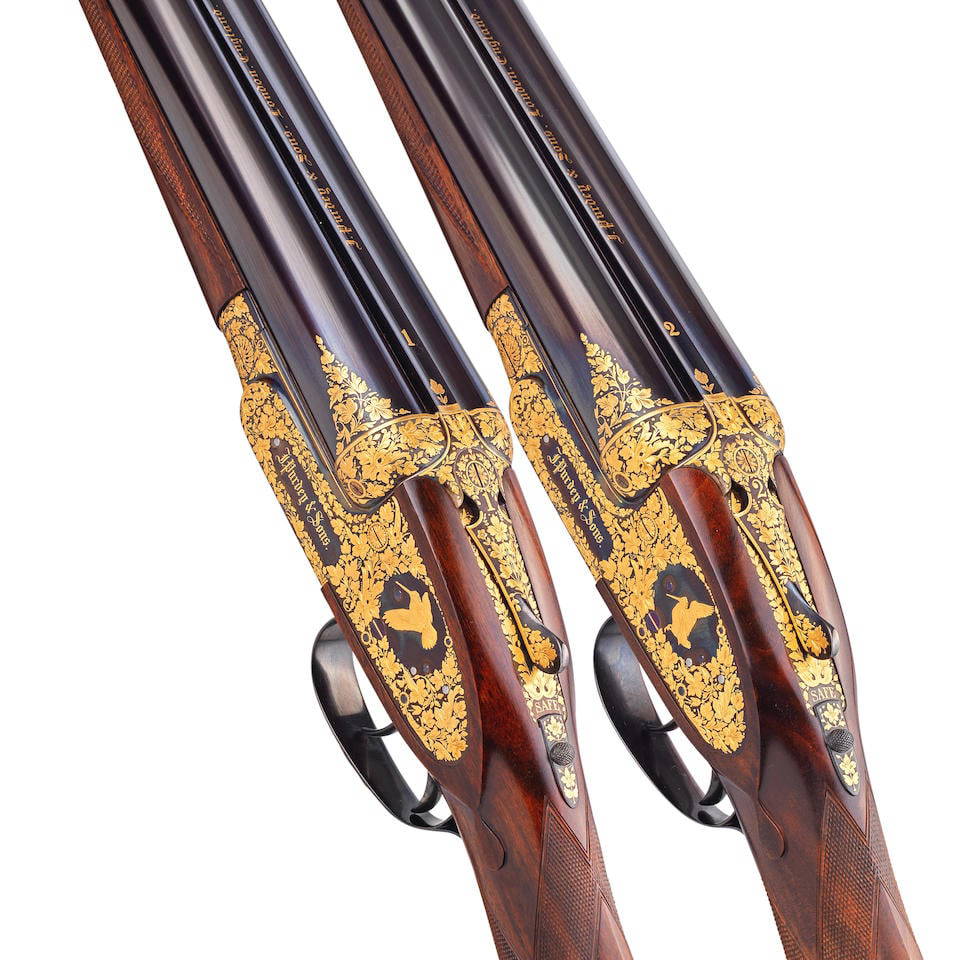 A Very Fine Pair Of K. C. Hunt Engraved And Gold-decorated 12-bore Self ...