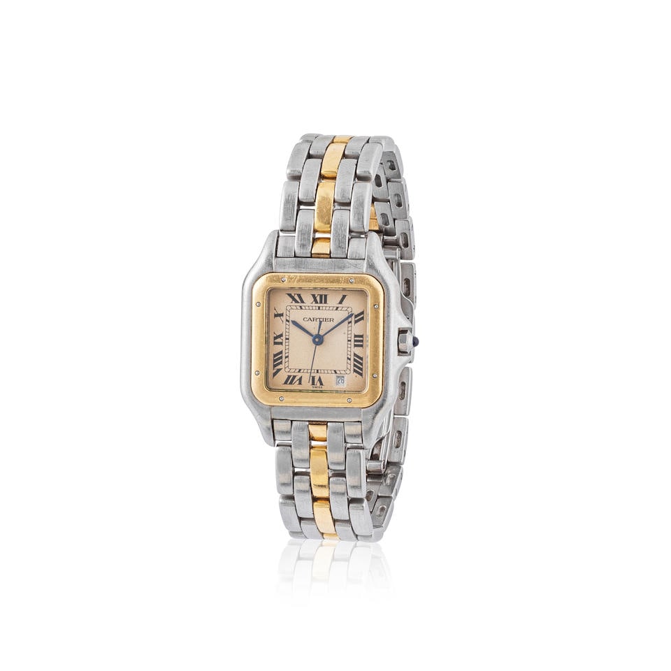 Cartier. A Fine Lady's 18k Gold And Stainless Steel Quartz Calendar ...