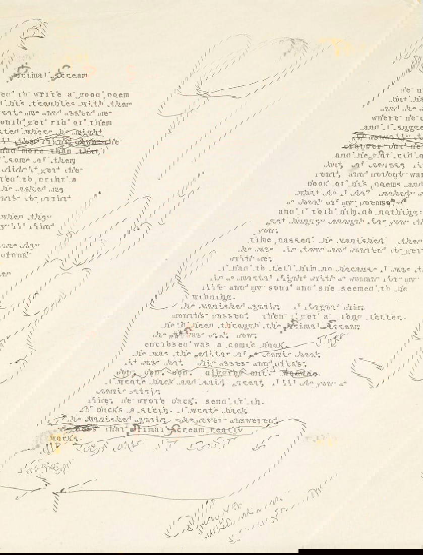 Bukowski, Charles. 1920-1994. Original Unpublished Poem. Typed ...