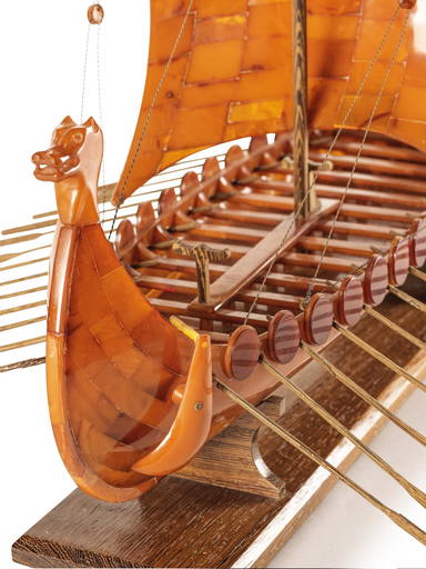 Modèle De Navire Viking Du Drakkar, Ambre Copala Copal Amber Drakkar Vikings Longtail Vessel