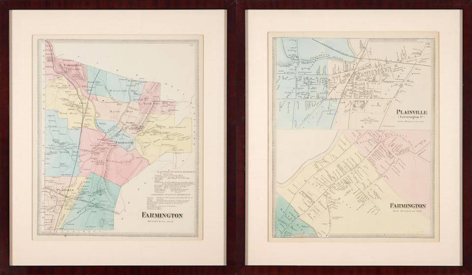 Connecticut Area Maps. A Group Of Two Maps Of Farmington And Plainville ...