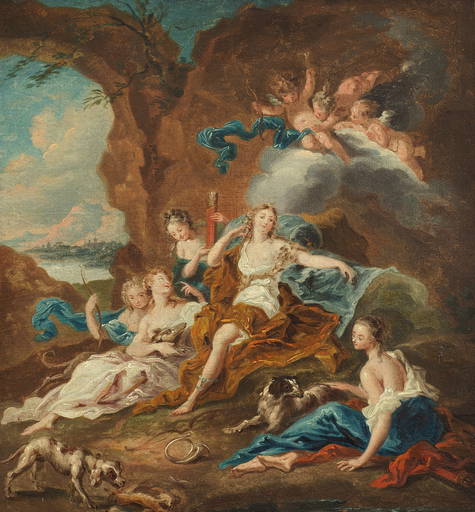 Circle Of François Boucher (paris 1703 1770) Diana And Her Nymphs