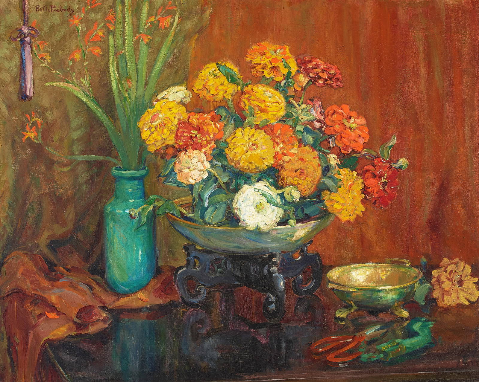Ruth Peabody (1898-1966) Fresh Flowers 28 X 35 In. Framed 36 X 43 1/4 ...