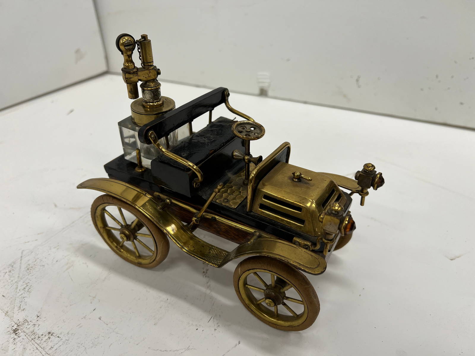A Fine, Brass Desk Compendium In The Form Of A Veteran Car, Ca. 1905 ...
