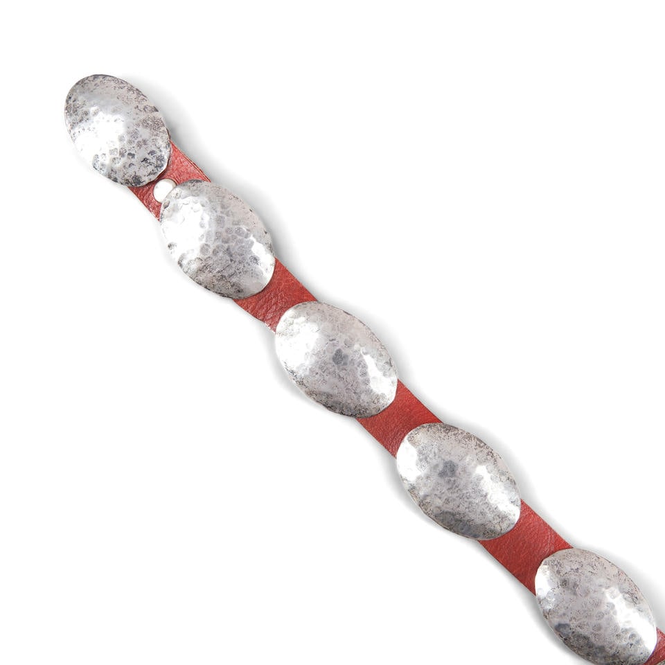 A Southwest Hammered Silver Concha Belt Overall Lg. 44, Size Of The ...