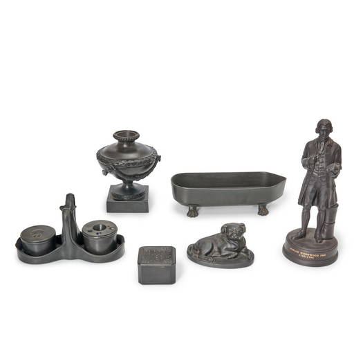 Six Wedgwood And Related Black Basalt Items, England, 18th To 20th Century,