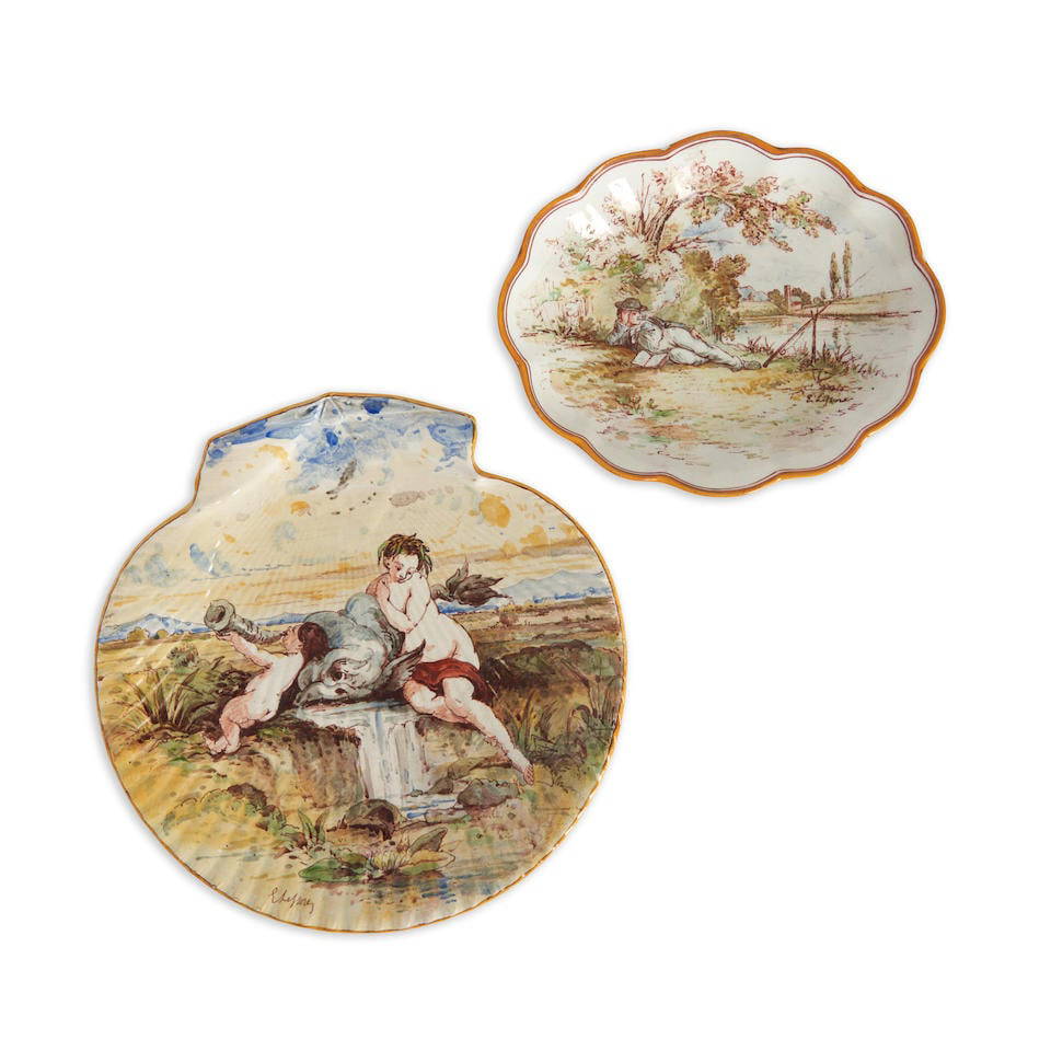 Two Wedgwood Emile Lessore Decorated Queen's Ware Dishes, England, C ...