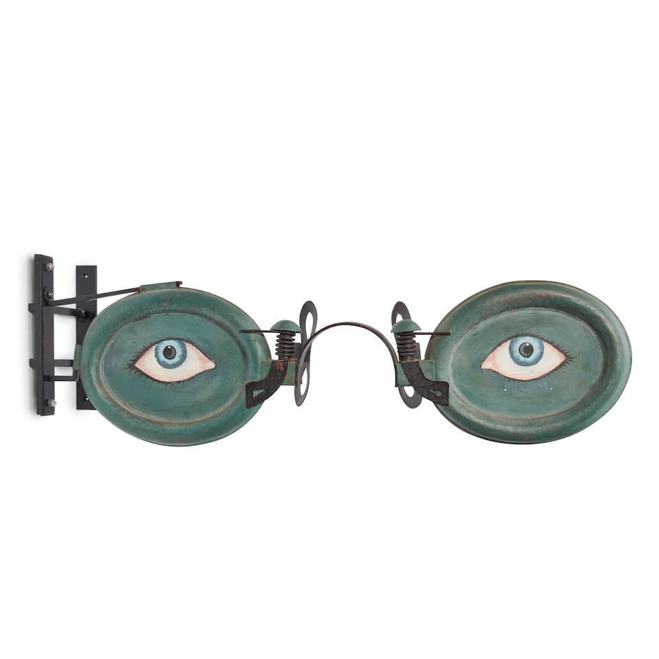 Painted Sheet Iron Optometrist's Trade Sign, America, 20th Century. Auction
