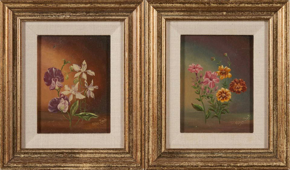 Pasquale (patsy) Santo (american, 1893-1975) A Pair Of Small Floral ...