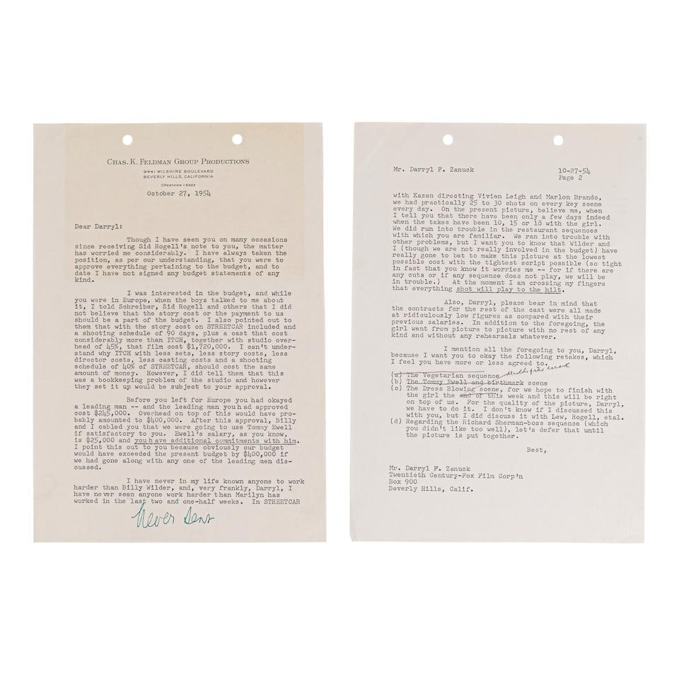 An Undelivered Letter To Darryl F. Zanuck From Charles Feldman ...