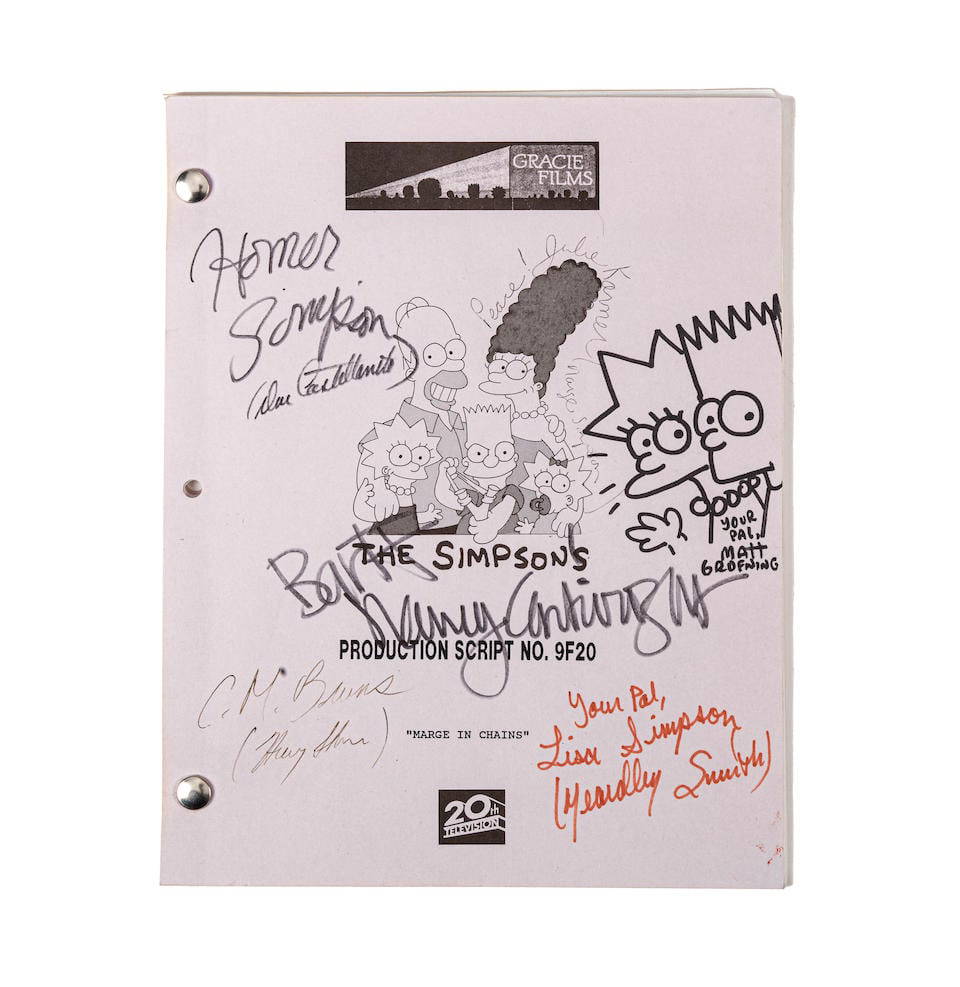 A Cast-signed The Simpsons Script Cover Auction