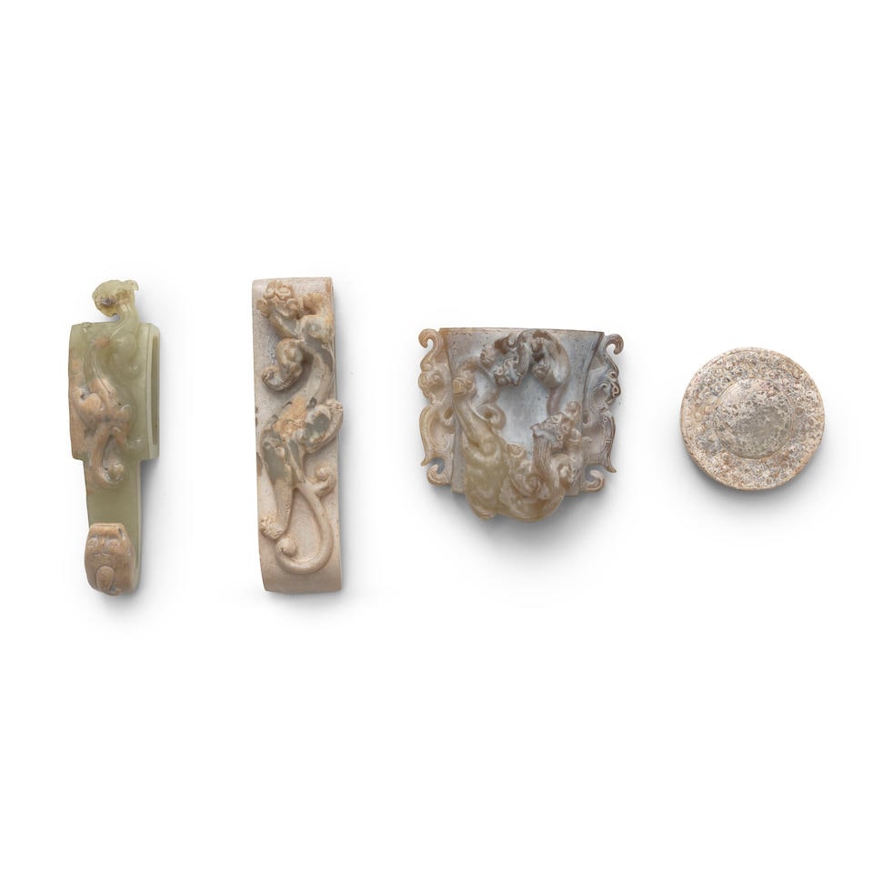 Four Archaic-style Jade Sword Ornaments Han Style (4) Auction