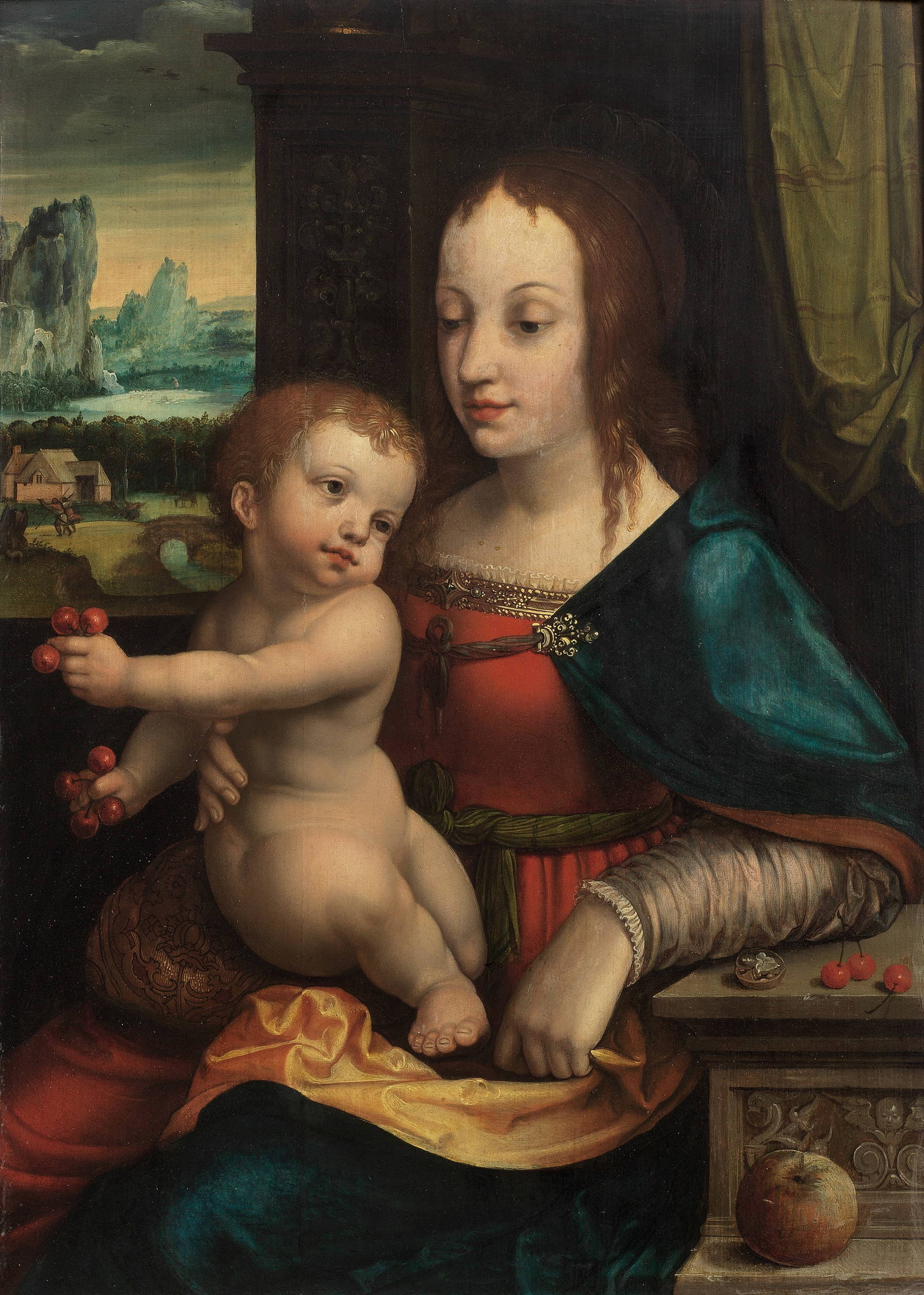 Workshop Of Joos Van Cleve (cleve Circa 1485-circa 1540 Antwerp) The Madonna Of The Cherries Auction