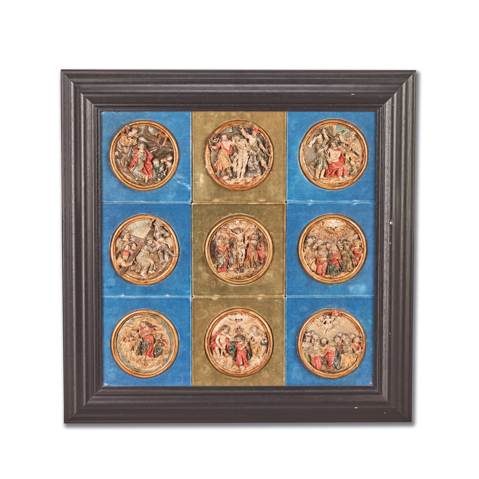 A Part Set Of Nine South German Carved And Polychrome Decorated Wooden ...