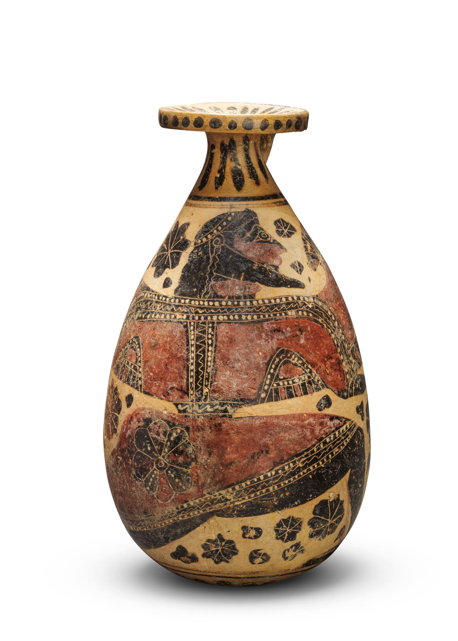 A Corinthian Pottery Alabastron With A Winged Boread Auction