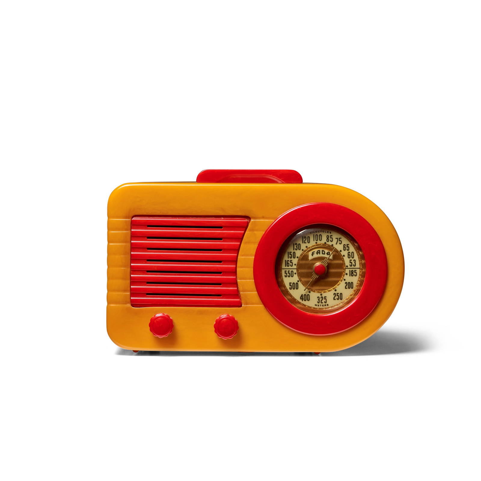 Fada 1000 Bullet Radio1945 Yellow Catalin Case With Red Knobs, Dial And ...