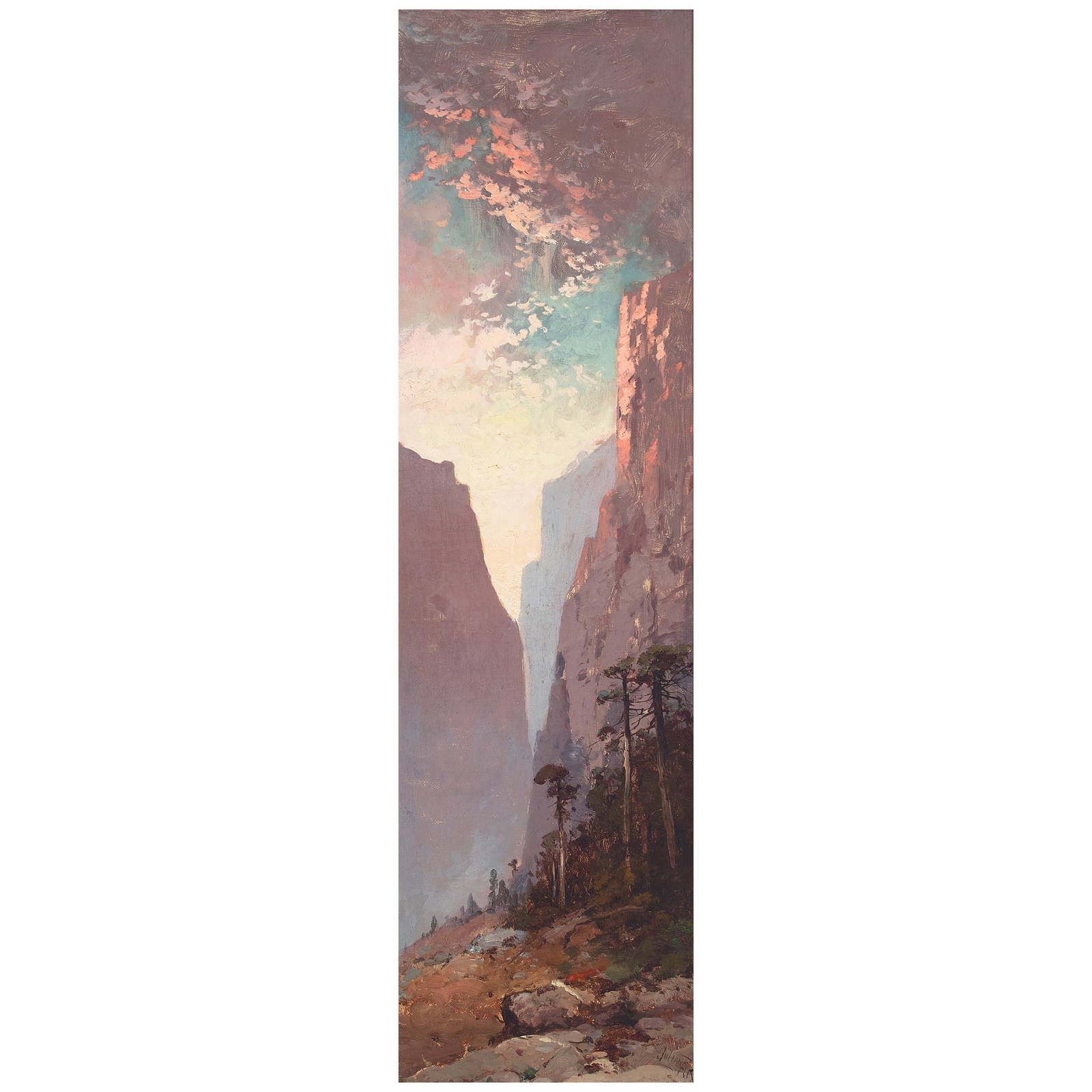 Julian Rix (1850-1903) Canyon Below Mount Lyell 25 1/2 X 7 1/4 In ...