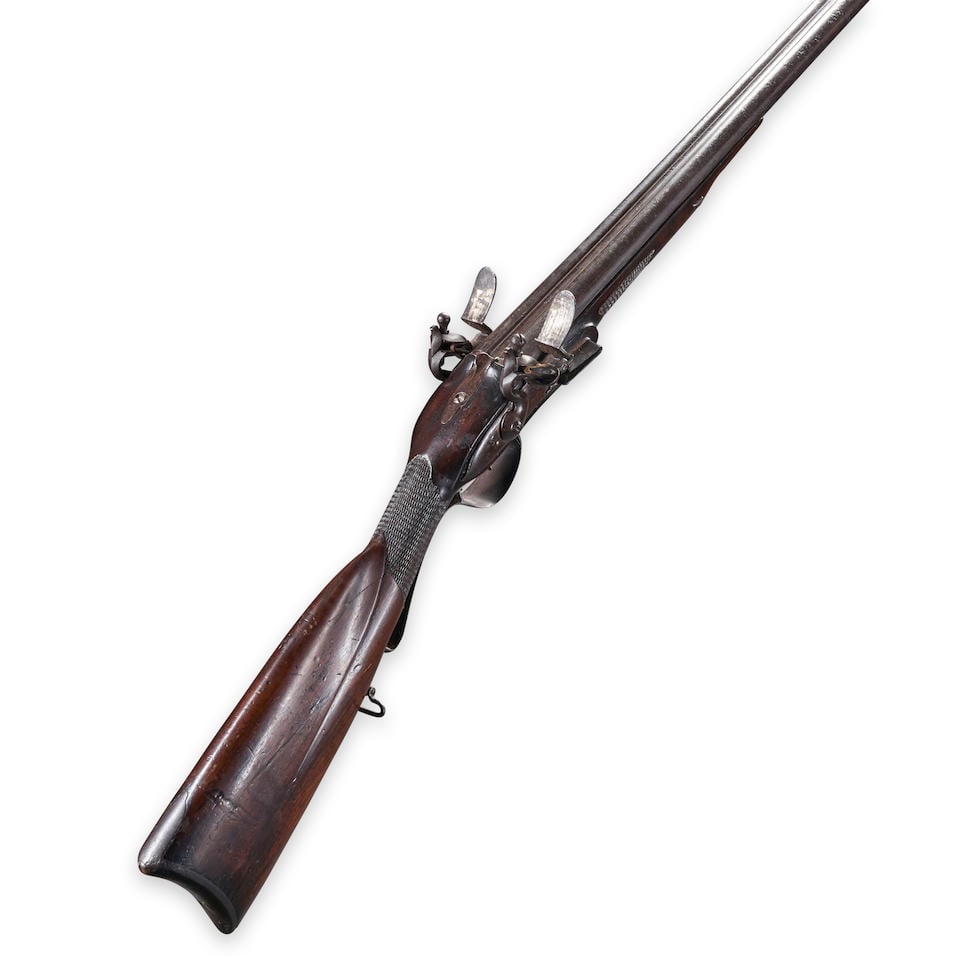 A Europan Flintlock Double Barrel Fowler, Auction