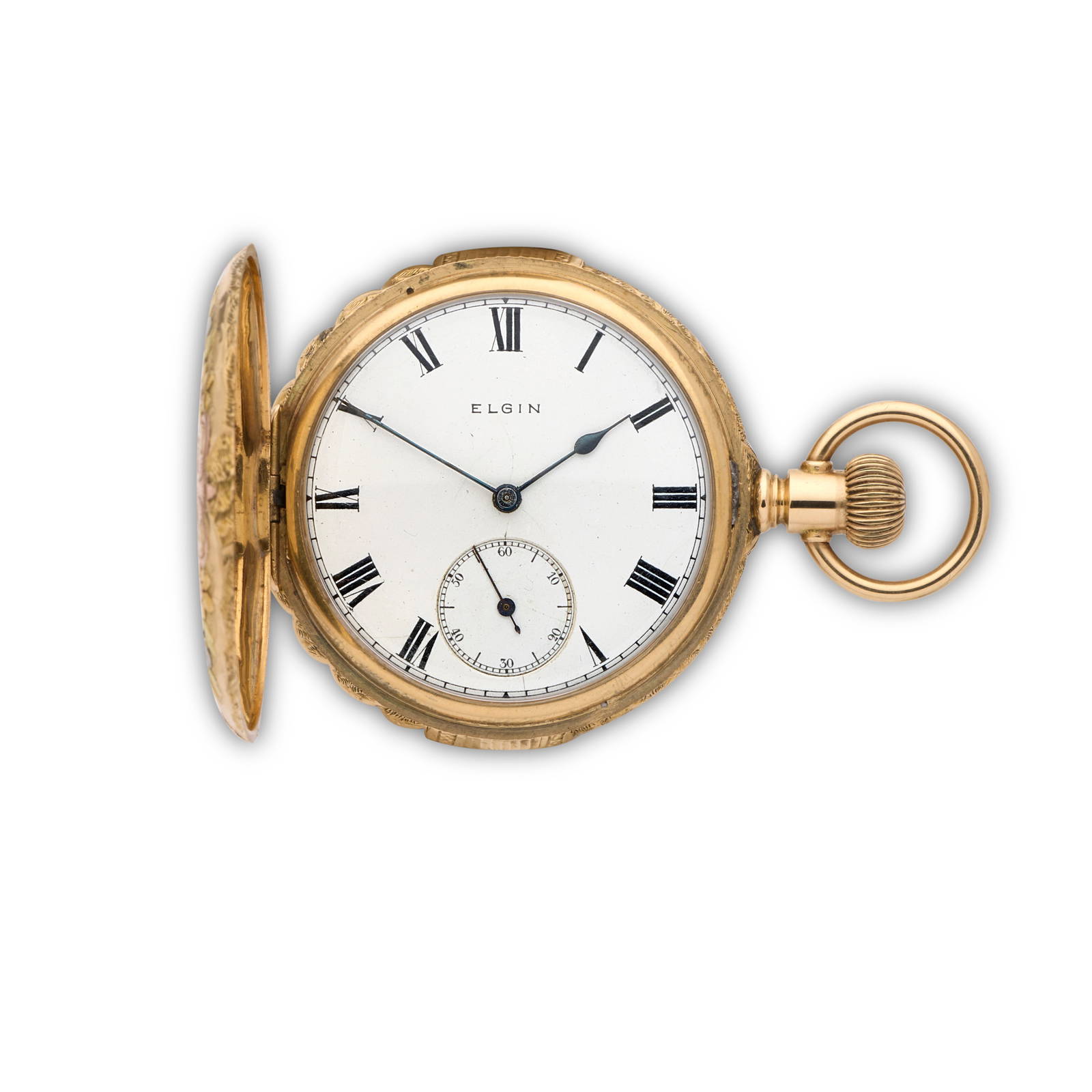 Elgin. A 14k Gold Keyless Wind Full Hunter Pocket Watch Circa 1913 Auction