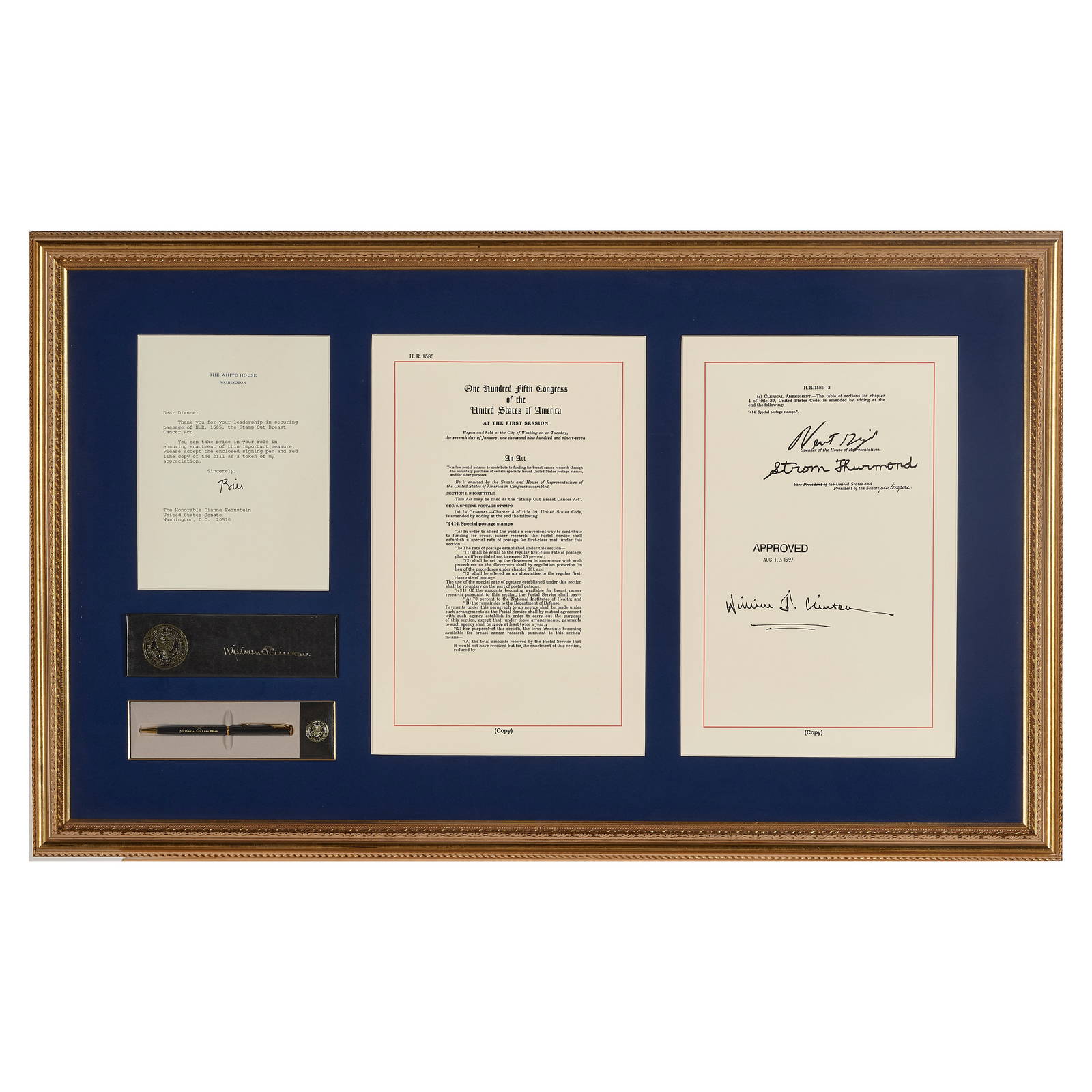 A Bill Clinton Presidential Signing Pen A Blue Cross Pen With ...